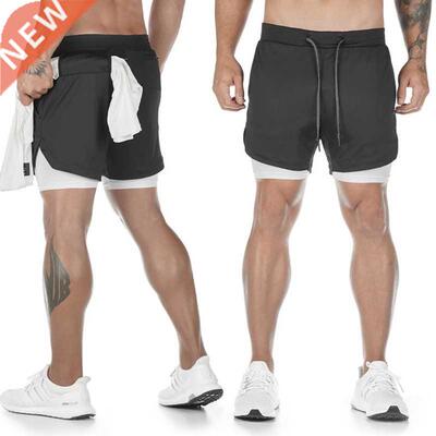 Man Jogging Sportswear Mens 2 In 1 Beach Sport Shorts Quick