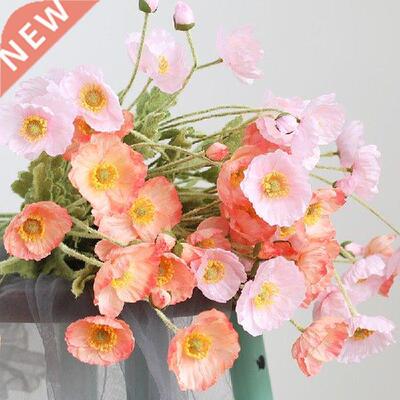tificial Flower 4 Heads/branch Poppy Flowers with Leaves