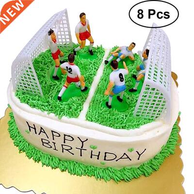 8pcs Football Cake Topper Decor Soccer Player Cake Decor Bir