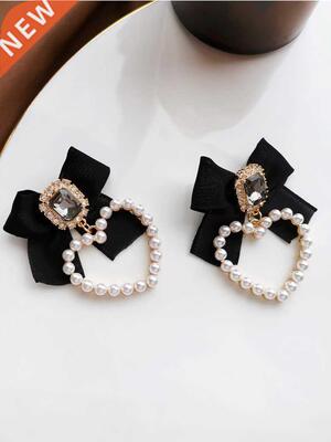S925 needle Sweet Jewelry Black Bowknot Earrings 2021 New De