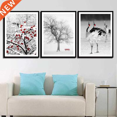 Snow Plum Blossom Red-crowned Crane Nordic Simple Home Decor