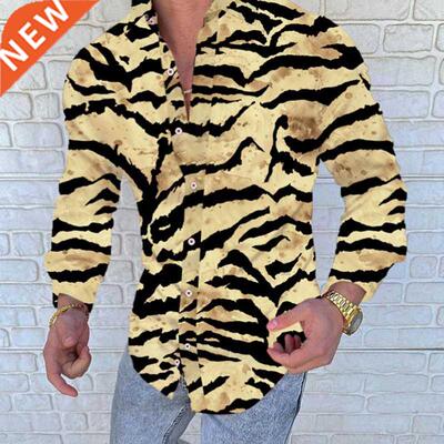 Summer New Loose Sleeve Oversize Shirt Men Leopard Tiger Leo