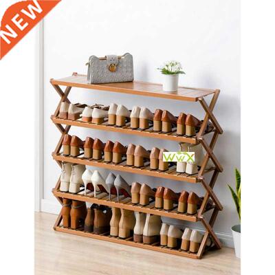 Foldable Shoe Rack Bamboo Shoe Cabinets Shelf Home Organizer