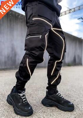 Men Outdoor Sports Pants New Windbreak Multi Pocket Reflecti
