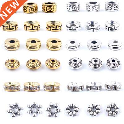 50pcs Gold Rhineone Rondelles Loose Spacer Beads Metal Cry