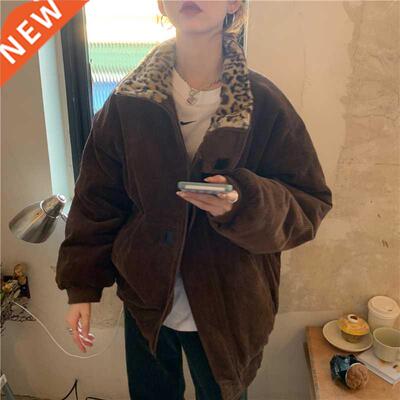 Alien Kitty 2021 New Winter Leopard Patchwork Women Coat Cor