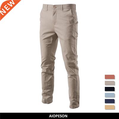 AIOPESON Casual Cotton Men Trousers Solid Color Slim Fit Men
