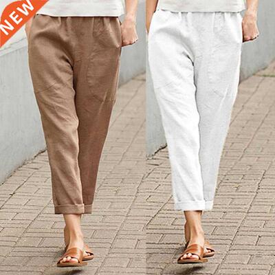2021 Summer Autumn Casual Straght Pants Women Cropped Cotto