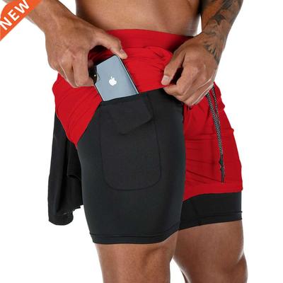 Jogging Shorts Men's 2 in 1 Sports Shorts Fitness Bodybuildi