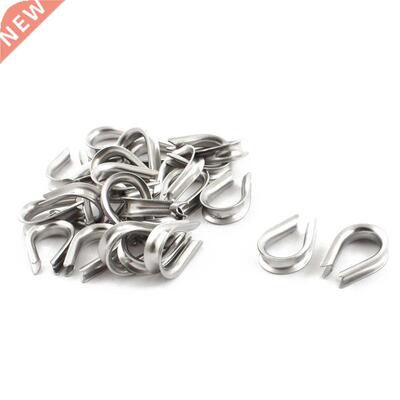 4mm Wire Rope Cable Thimbles Silver Tone 25 Pcs