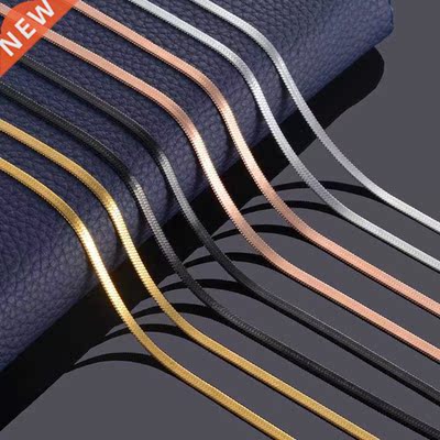 Width 3mm Stainless Steel Flat Necklace Gold Color Waterproo