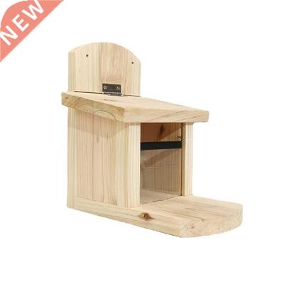 Wooden Squirrel Feeder Box with Lid Natural Wood Squirrels