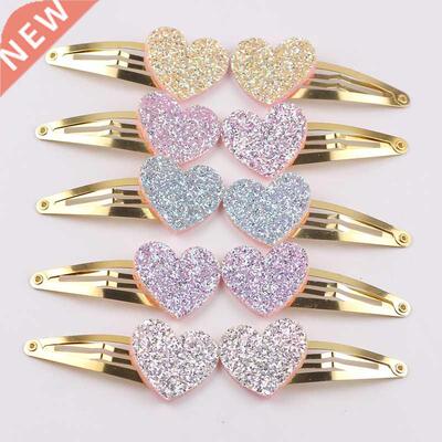 10pcs/lot Small Size Girls Hairclips Glitter Heart Birthday