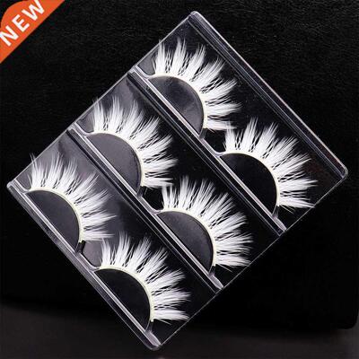 3 Pairs of White Natural Cross False Eyelashes Anime Imitati