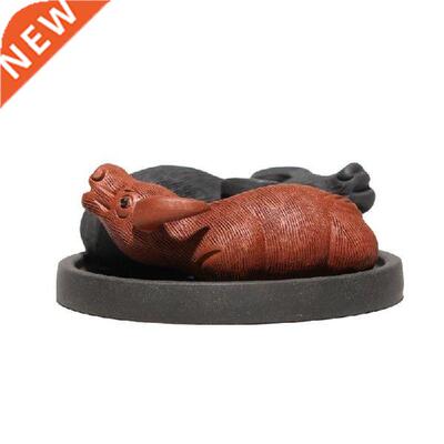 Creative Purple Clay Tea Pet Ornaments Lying Cow Statue