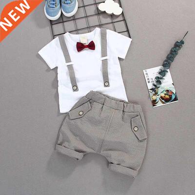 Summer Kids Boys Bow Clothes Sets Baby Gentleman High Qulity