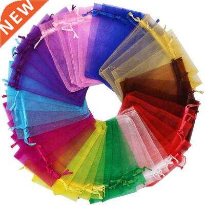 50pcs Sheer Transparent Chffon Organza Bags Chrstmas Hallo