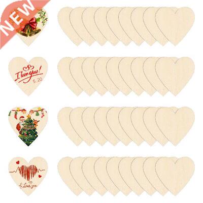 VORCOOL 100pcs 40mm Blank Heart Wood Slices Discs for
