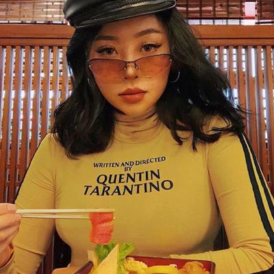 -shirt women trend kawaii tops crop yellow clothes street