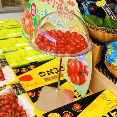 超市试吃水店果盘果试吃展示架带250716盖食熟糕点圆盘食品摆架放