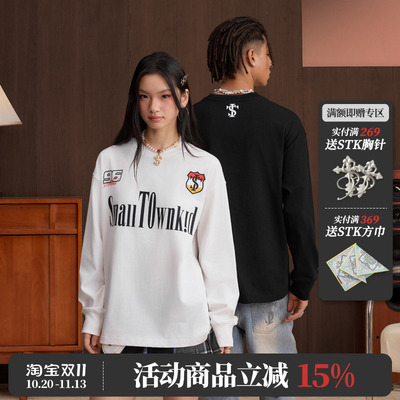 STK SmallTownKid 赛车基础长袖复古宽松打底潮流徽标男女上衣TEE