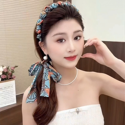 宫阙复古繁花齿梳高颅顶飘带发箍