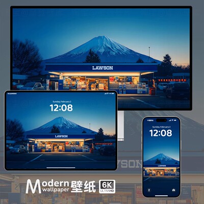 蓝调富士山4K高清壁纸iPhone苹果手机ipad平板电脑桌面氛围感壁纸