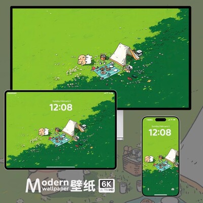 线条小狗4K超高清壁纸iPhone手机苹果ipad平板mac电脑可爱壁纸图