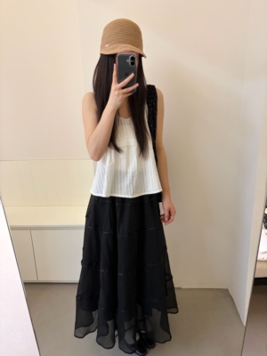 Eter 夏新度假风波点防晒柔软纱裙仙女裙 神秘缥缈~蛋糕裙半裙