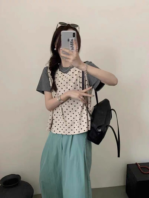 Eter 24韩夏季减龄无袖波点坎肩背心女复古休闲百搭小个子马甲
