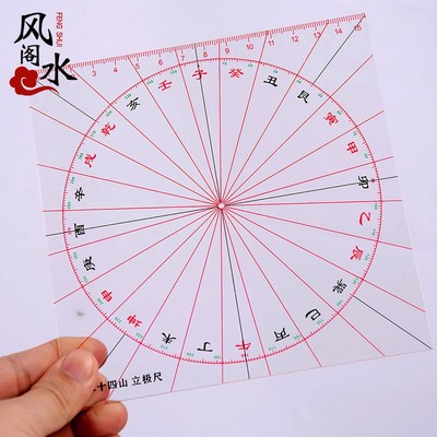 速发阁尺业二十立山专24山立极尺透明罗盘尺高精度测量四极规