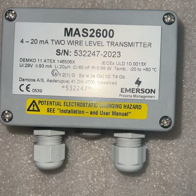 【议价！专业！】MAS2600两线制液位变送器，型号4-
