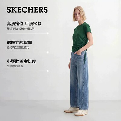 斯凯奇女夏季透气针织短袖T恤