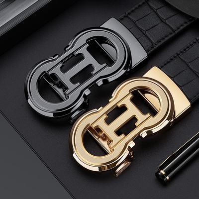 保罗正品男士鳄鱼纹皮带