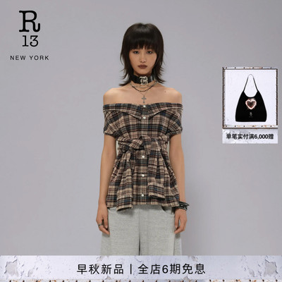 R13时尚露肩绑带衬衫