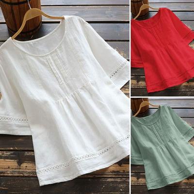 Womens Splicing Casual Shirt and Petticoat Top Color Collar