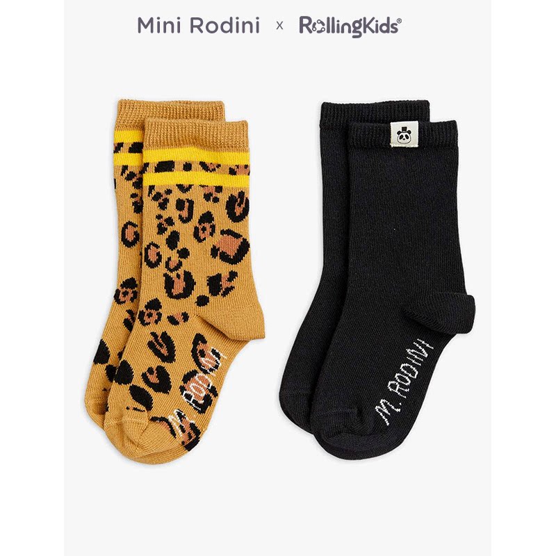 Mini Rodini 儿童袜子男女童休闲百搭中筒袜两双丨RollingKids