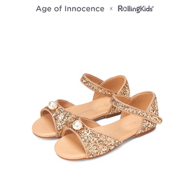 Age of Innocence 金色亮片女童凉鞋平底公主鞋丨RollingKids