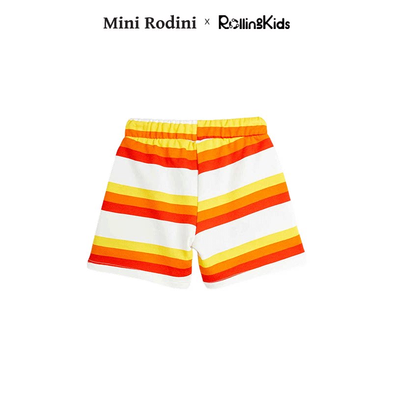 Mini Rodini 儿童裤子夏装系带拼色五分短裤丨RollingKids