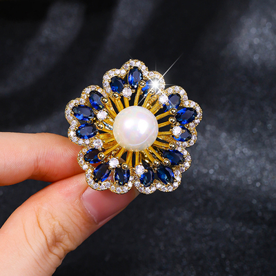 奢华蓝色宝石丝巾扣大衣腰带扣