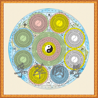 八卦太极图书房装饰画六十甲子