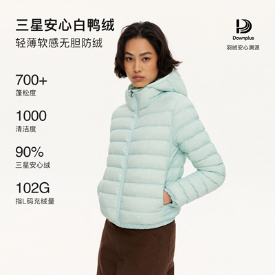 90白鸭绒波点排骨羽绒服