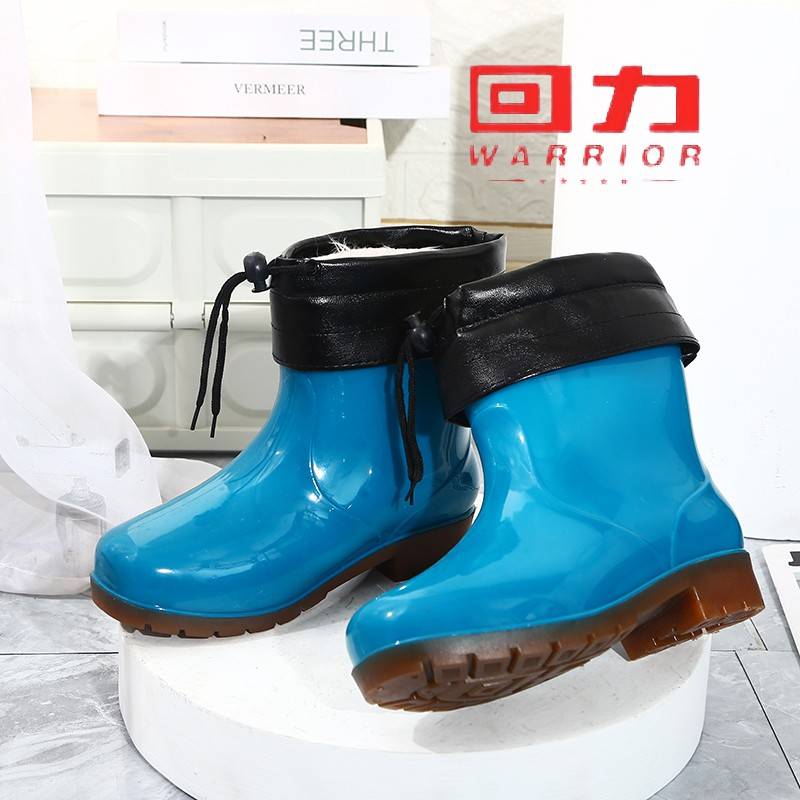 女款短筒雨鞋户外厚实耐穿女士加绒棉防滑防水靴抢险救灾胶鞋
