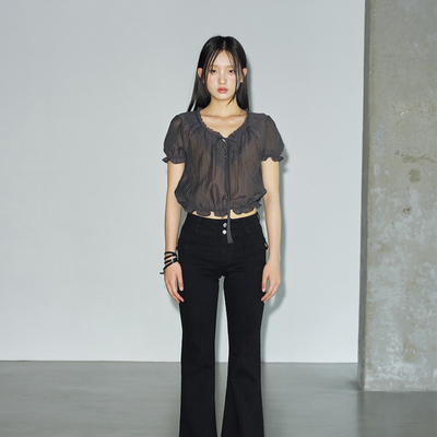 COVER TIME2026年夏季新款法式复古泡泡袖衬衫女设计感小众上衣