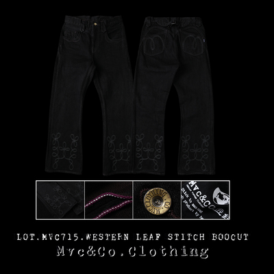 Mvc&Co.匠织LOT715赛洛纺18.5OZ绳染绣花赤耳丹宁707微喇叭牛仔裤