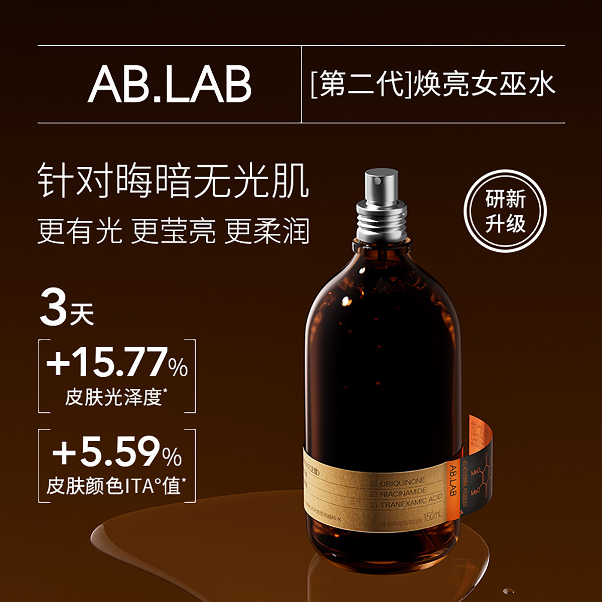 【蜜蜂团长】AB.LAB女巫水辅酶抗皱爽肤水紧致保湿敷水发光水官方