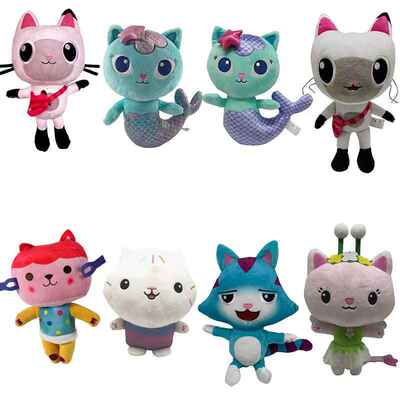 跨境Gabby's Dollhouse 盖比的娃娃屋美人鱼8款毛绒玩具可压缩