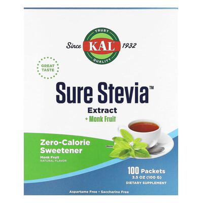 KAL,Sure Stevia，加上罗汉果，100 包，3.5 盎司（100 克）