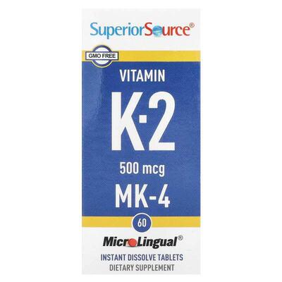 Superior Source,维生素 K-2，500 微克，60 片 Microlingual 即