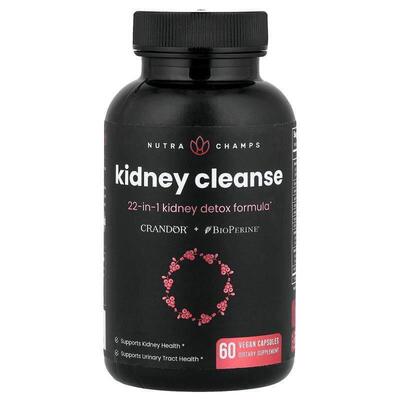 NutraChamps,Kidney Cleanse，60 粒易吞咽全素胶囊